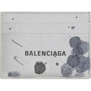 Balenciaga Cash Leather Card Holder - Light Grey