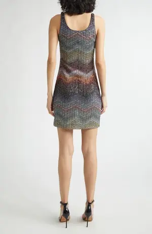 Missoni Zigzag Metallic Sequin Caperdoni Knit Minidress