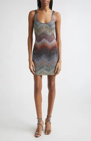 Missoni Zigzag Metallic Sequin Caperdoni Knit Minidress - Multi Dark
