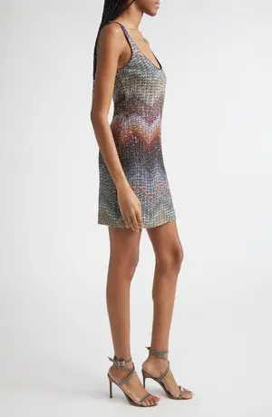 Missoni Zigzag Metallic Sequin Caperdoni Knit Minidress - Multi Dark