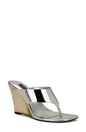 Nine West Presa Wedge Flip Flop - Silver