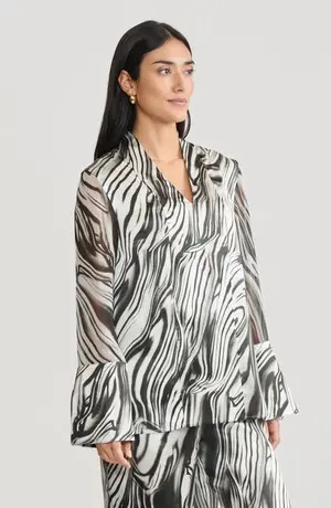 Misook Marble Print Silk Tunic