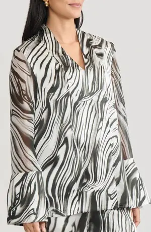 Misook Marble Print Silk Tunic