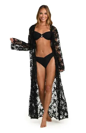 L'Agence Butterfly Long Sleeve Cover-up - Black