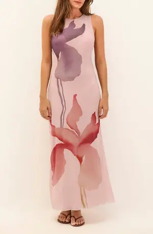 VIX PAULA HERMANNY Floral Print Mesh Cover-up Maxi Dress - Multi