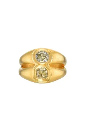 DARIUS Old Mine Diamond Signet Ring - Gold/diamond/emerald