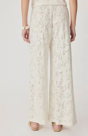 Splendid Air Burnout Drawstring Wide Leg Pants - Shell White Windy