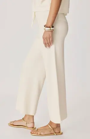 Splendid Christa Crop Sweater Pants - Shell White