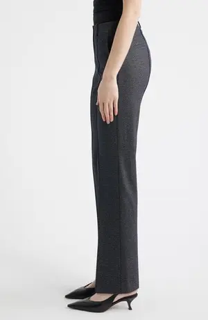 Theory Slim Fit Herringbone Knit Pintuck Pants - Navy Multi