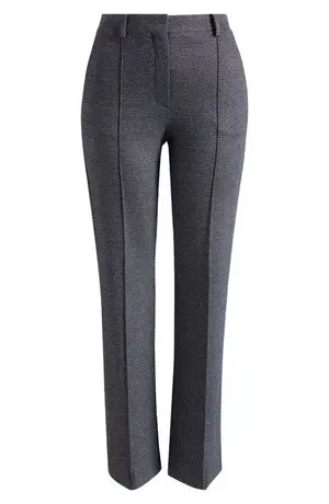 Theory Slim Fit Herringbone Knit Pintuck Pants - Navy Multi