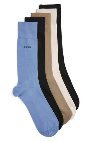 BOSS Assorted 5-pack Cotton Blend Dress Socks - Beige Multi