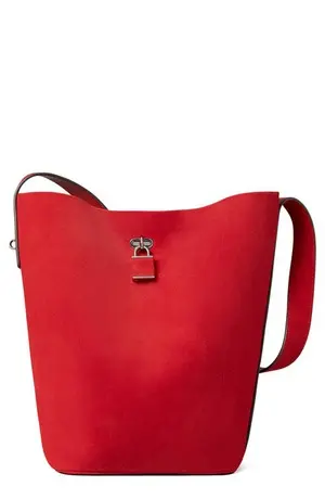 Tory Burch Slim Suede Bucket Bag - Red