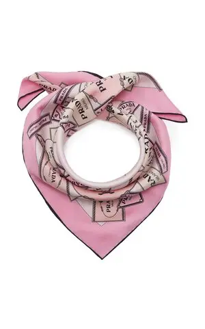 Prada Heritage-print Silk Twill Scarf - Pink