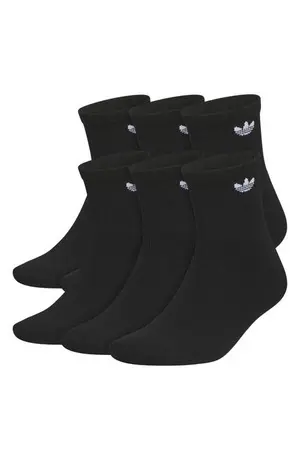 Adidas 6-pack Trefoil 2.0 Quarter Crew Socks - Black/white