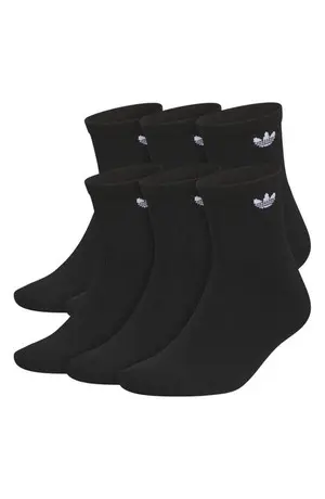 Adidas 6-pack Trefoil 2.0 Quarter Crew Socks - Black/white