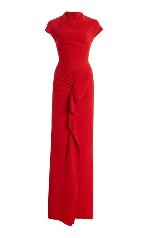 Red Ruffle Maxi Dresses