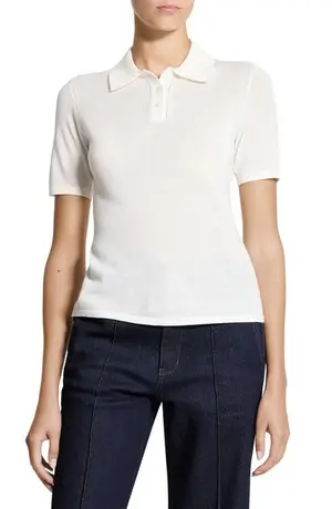 Theory Merino Wool Polo - New Ivory - Cx1