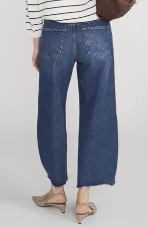 FRAME Bowed Raw Hem Straight Leg Jeans