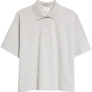 Saint Laurent Oversize Cotton Blend Piqué Polo - Gris Chine