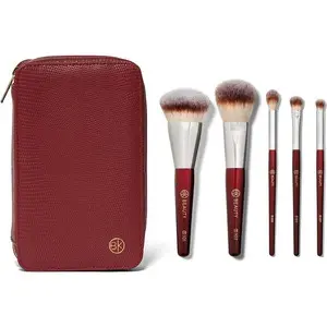 BK BEAUTY Travel Brush Set With Vegan Leather Pouch - Burgundy