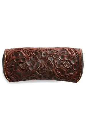 Double Rl Hand Tooled Leather Card Case