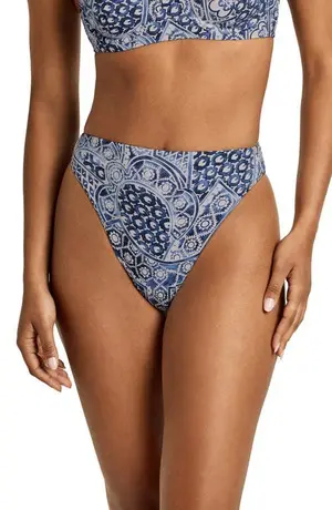 Ralph Lauren High-cut Bikini Bottom - Multi Blue