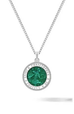 VINCERO St. Christopher Pendant Necklace - Green/silver