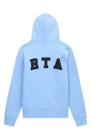 RtA Markus Collegiate Frayed Hoodie - Sky Blue Collegiate