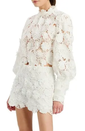 Bardot Georgia Lace Long Sleeve Top