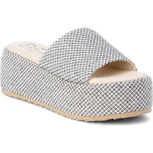 Matisse Pismo Platform Wedge Sandal - White/black Jute