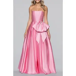 BLONDIE NITES Strapless Satin Ballgown With Bow