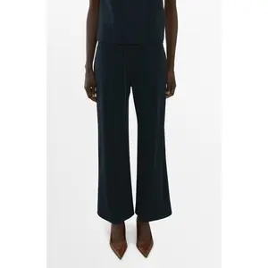Mango Straight-leg Knit Pants - Navy