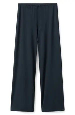 Mango Straight-leg Knit Pants - Navy