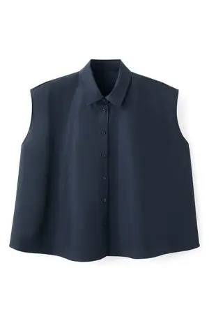 Mango Sleeveless Cotton Button-up Shirt