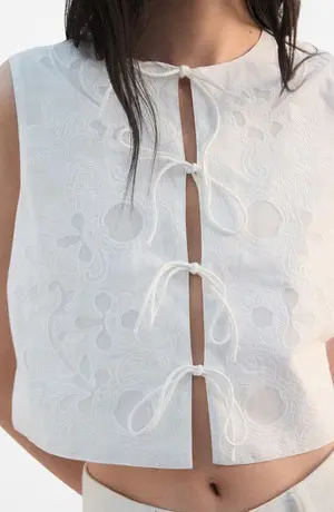 Mango Bow Embroidered Vest