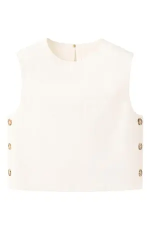 Mango Side Button Sleeveless Crop Top
