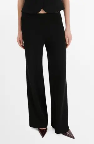 Mango Elastic Waist Straight Leg Suit Pants