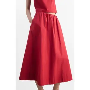 Mango Cotton Midi Skirt - Red