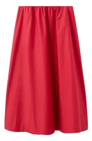 Mango Cotton Midi Skirt - Red