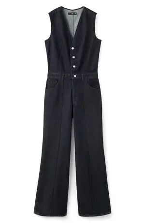 Mango Odette Denim Jumpsuit - Open Blue