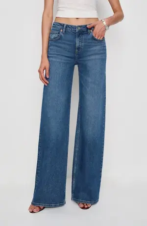 REFORMATION Greta Superstretch Low Rise Wide Leg Jeans