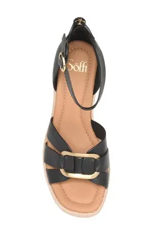 SOFFT Espadrille Platform Wedge Sandal - Black