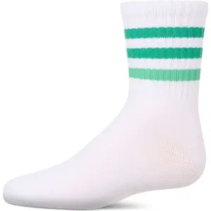 MEMOI Two-tone Varsity Stripe Crew Socks - Green