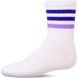 MEMOI Two-tone Varsity Stripe Crew Socks - Purple