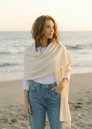 ELLSWORTH + IVEY Cashmere Travel Wrap - Ivory