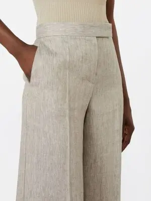 Max Mara Herringbone Linen Twill Trousers - Beige
