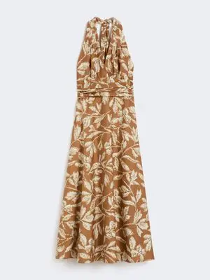 Max Mara Printed Poplin Long Dress - Caramel