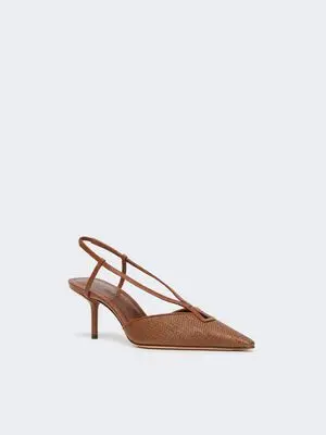 Max Mara Raffia-effect Canvas Slingbacks