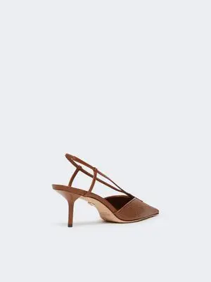 Max Mara Raffia-effect Canvas Slingbacks