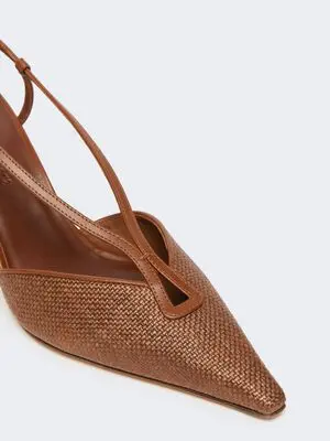 Max Mara Raffia-effect Canvas Slingbacks